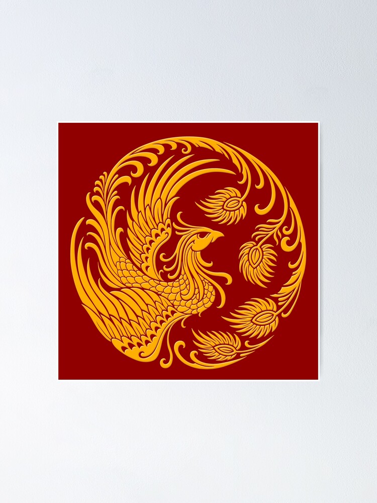 "Traditional Yellow Chinese Phoenix Circle" Poster for Sale by ...