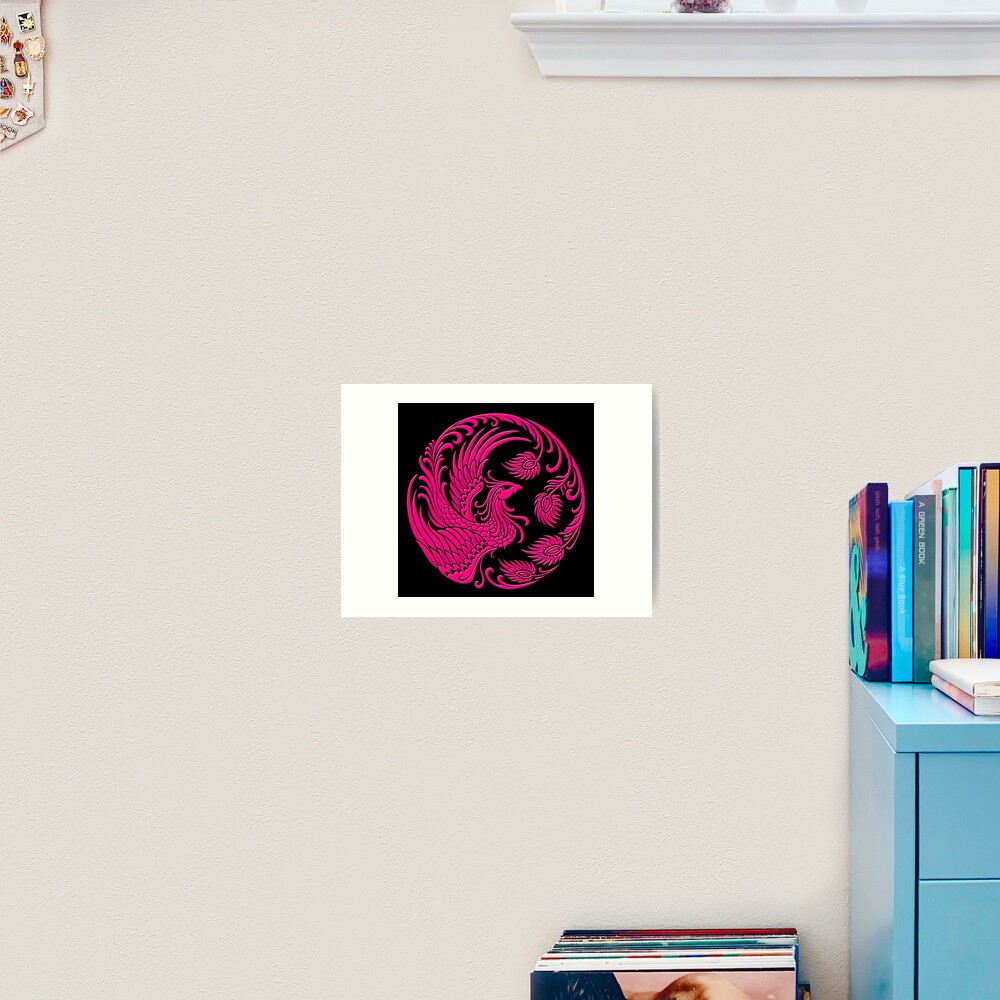 "Traditional Pink Chinese Phoenix Circle" Art Print by JeffBartels ...