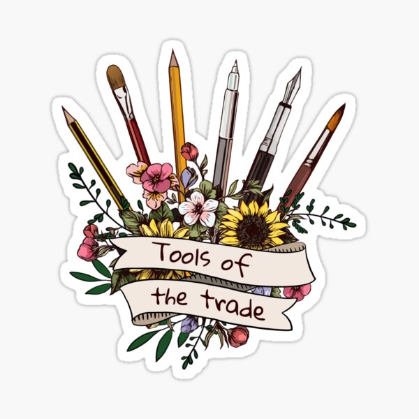 "Tools of trade, artist,drawing" Sticker for Sale by Collagedream ...