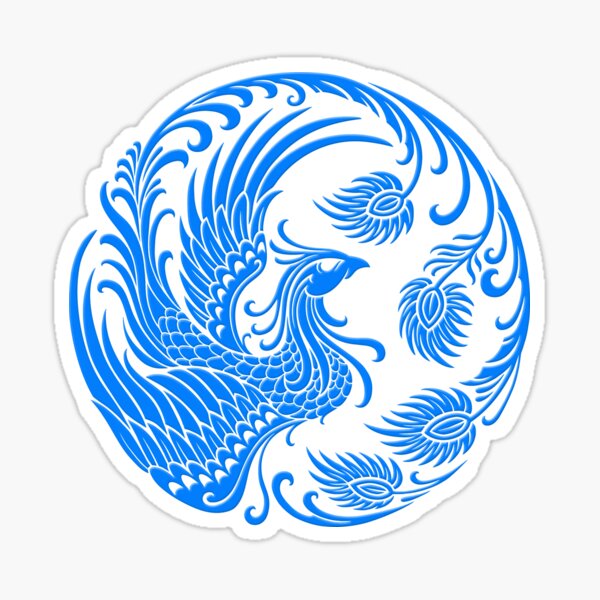 "Traditional Blue Chinese Phoenix Circle" Sticker for Sale by ...