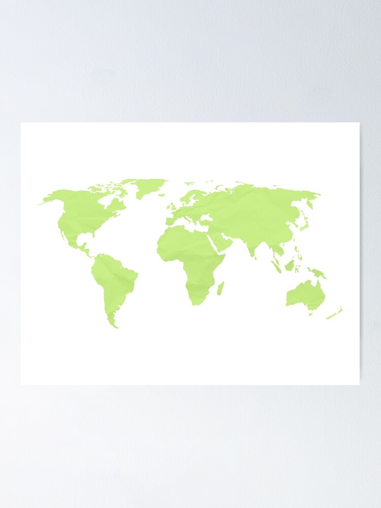 "Simple Green World Map" Poster by adventureliela | Redbubble
