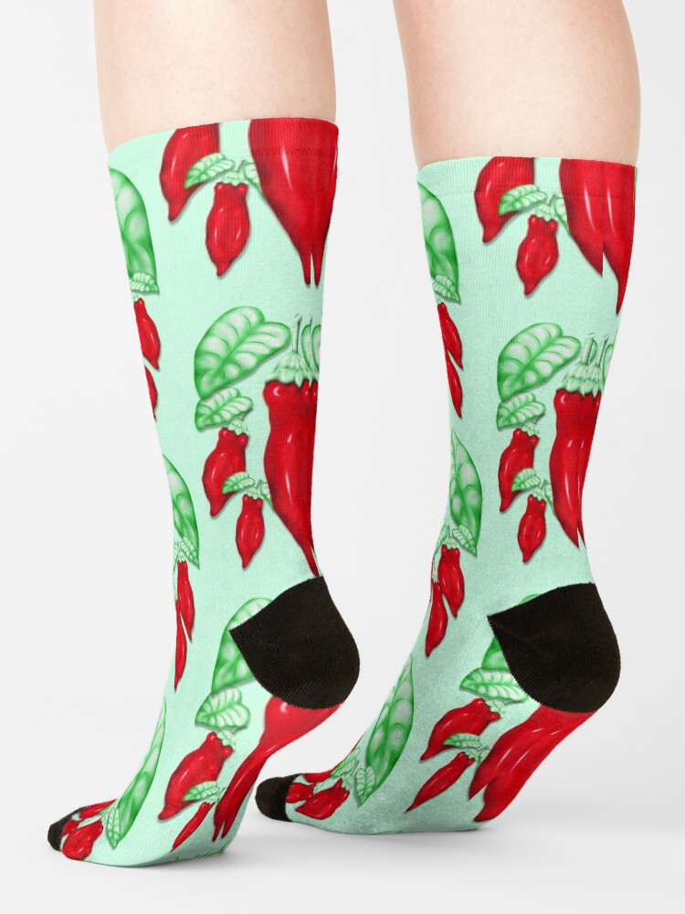 "Red Hot Chilli Pepper Decorative Food Art" Socks for Sale by ...