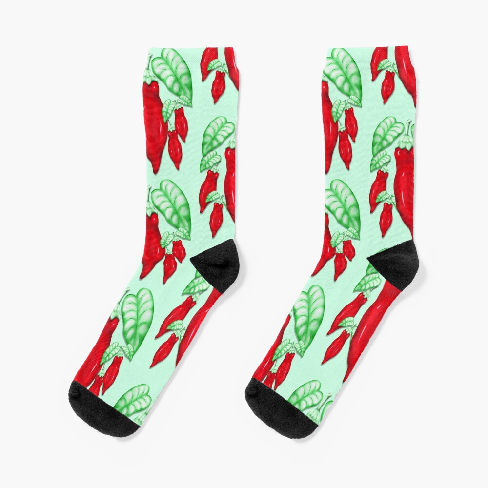 Red Hot Chilli Pepper Decorative Food Art Socks For Sale By Bluedarkart Redbubble