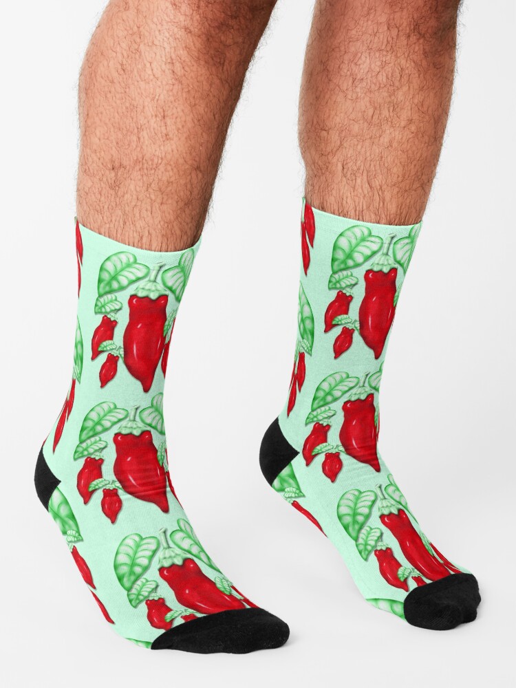 "Red Hot Chilli Pepper Decorative Food Art" Socks for Sale by ...