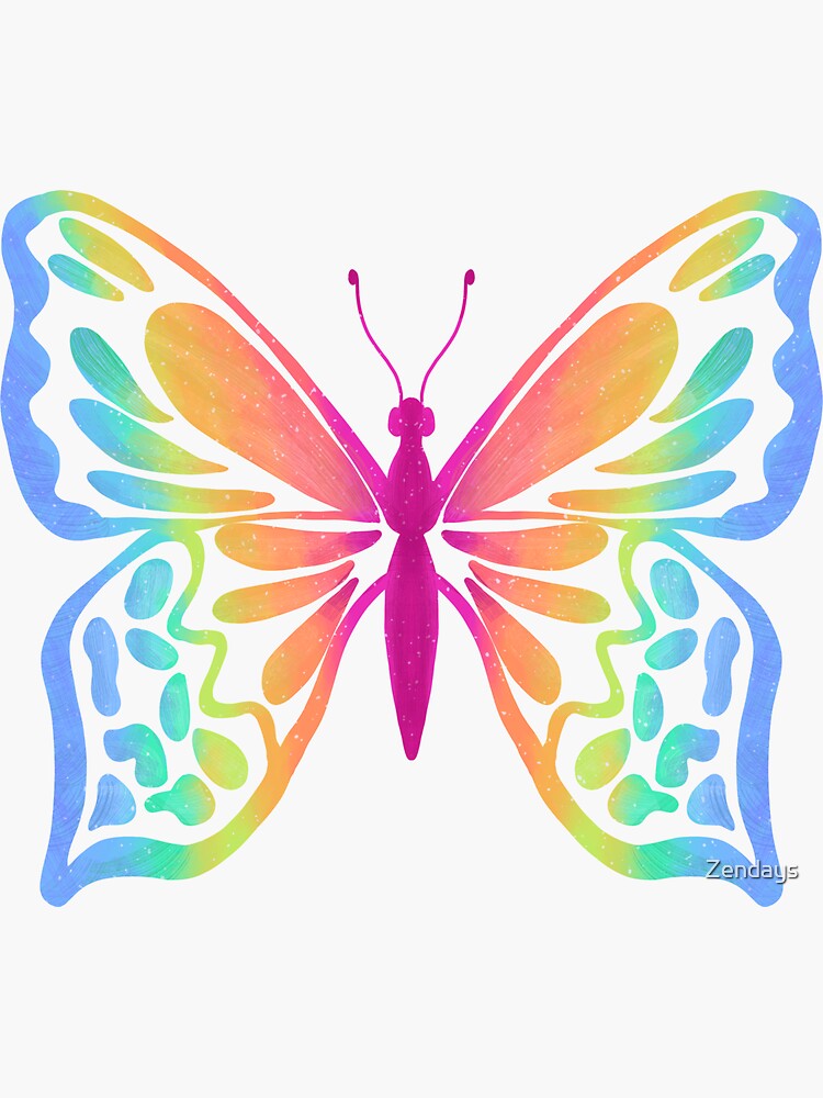 "Rainbow Butterfly" Sticker for Sale by Zendays | Redbubble