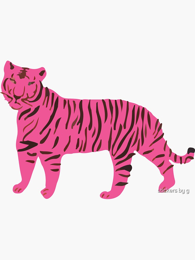 "pink tiger" Sticker for Sale by unagi-designs | Redbubble
