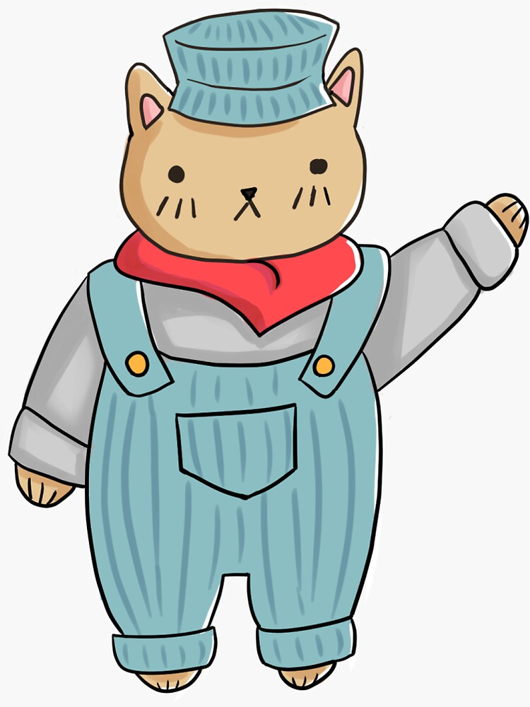 "Conductor Cat" Sticker for Sale by Pastel-Kitty | Redbubble