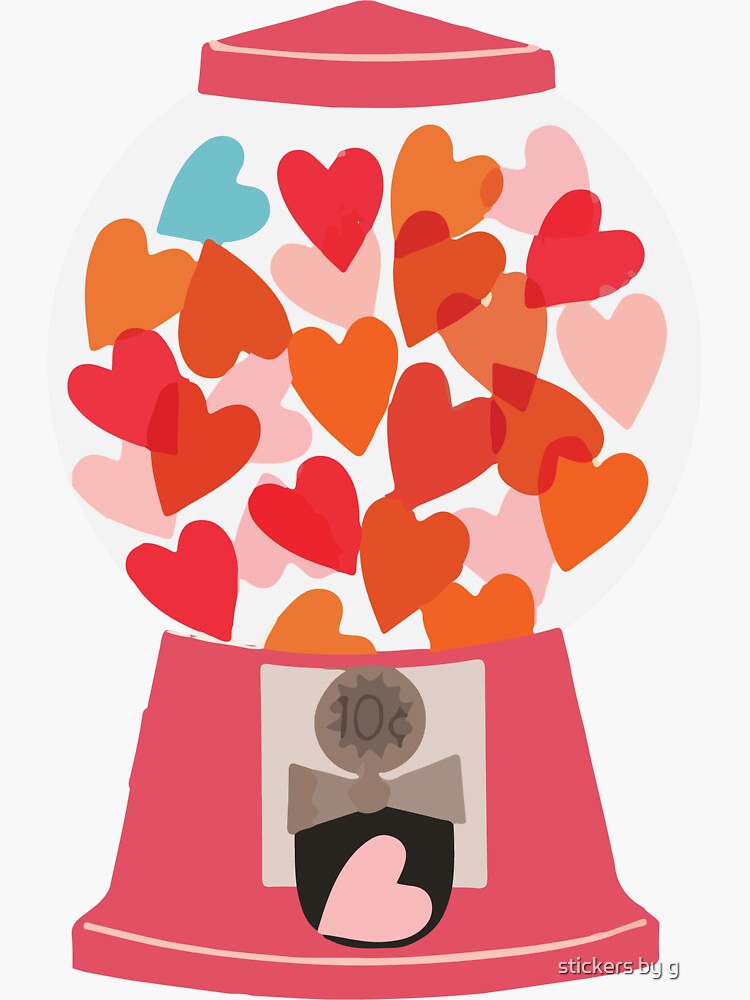"heart gumball machine" Sticker for Sale by unagi-designs | Redbubble