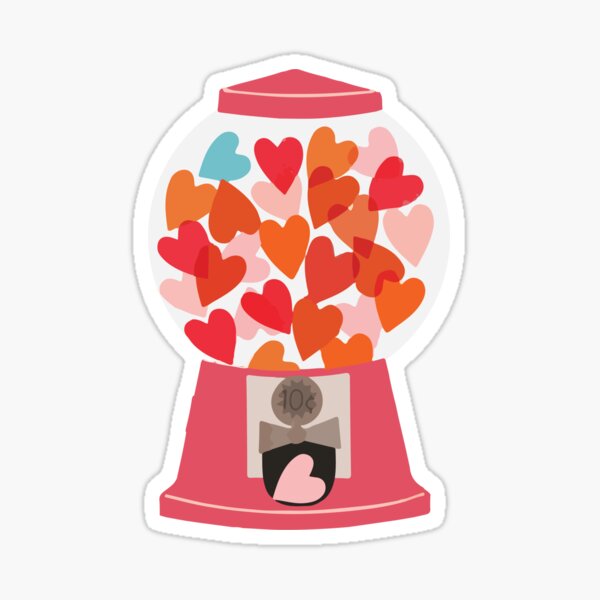 "heart gumball machine" Sticker for Sale by unagi-designs | Redbubble