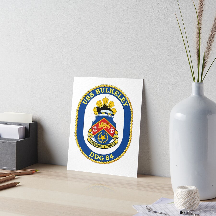 "DDG-84 USS Bulkeley Crest" Art Board Print for Sale by Quatrosales ...