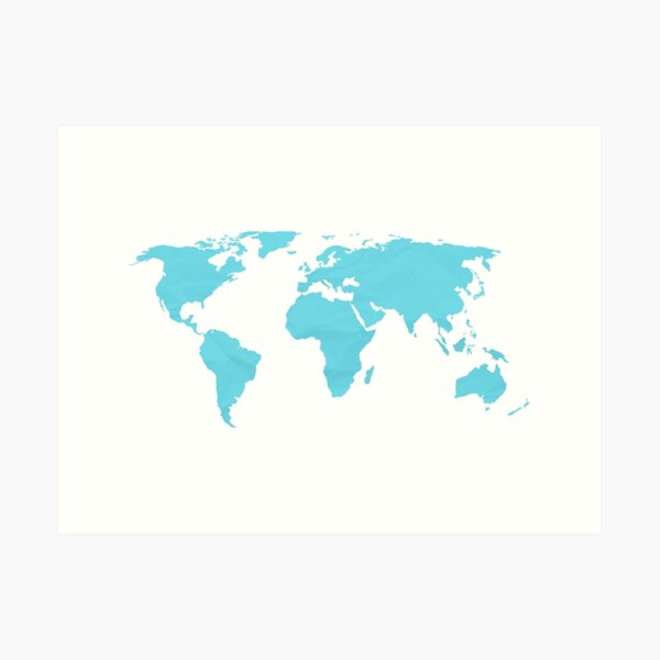 "Simple blue world map" Art Print for Sale by adventureliela | Redbubble