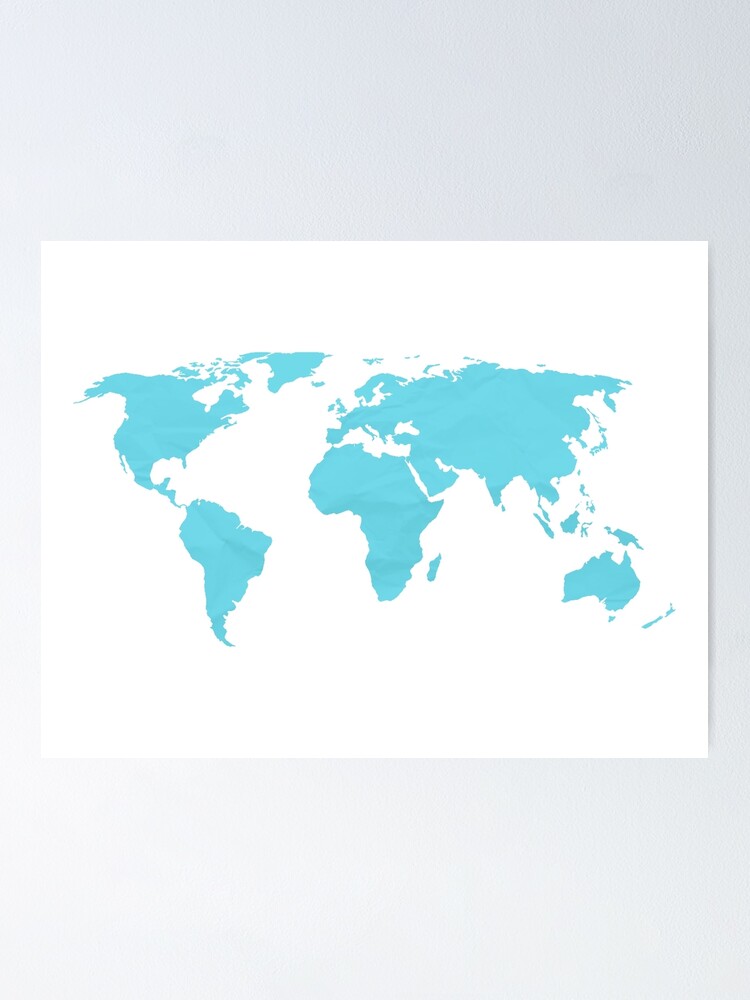 "Simple blue world map" Poster by adventureliela | Redbubble