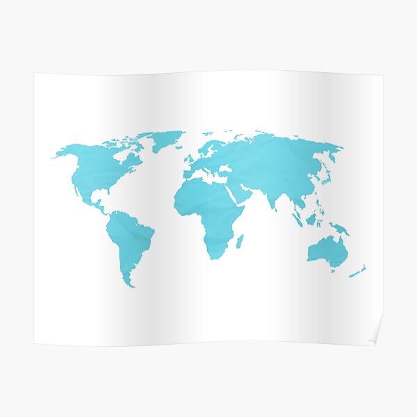 "Simple blue world map" Poster by adventureliela | Redbubble
