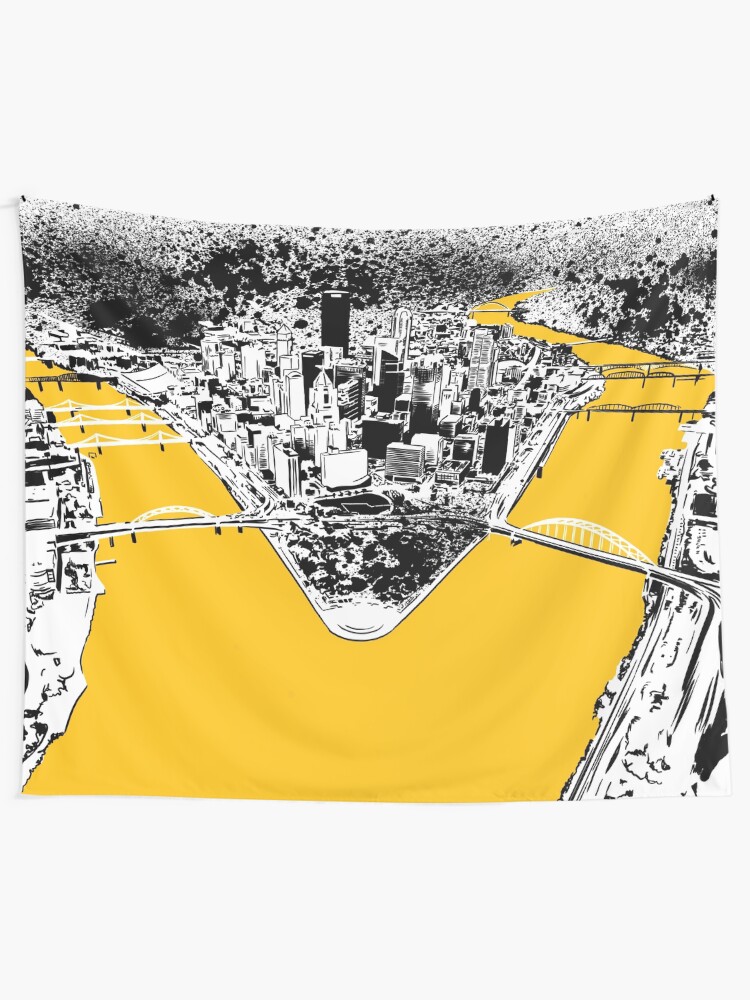 "Pittsburgh Three Rivers" Tapestry for Sale by polliadesign | Redbubble