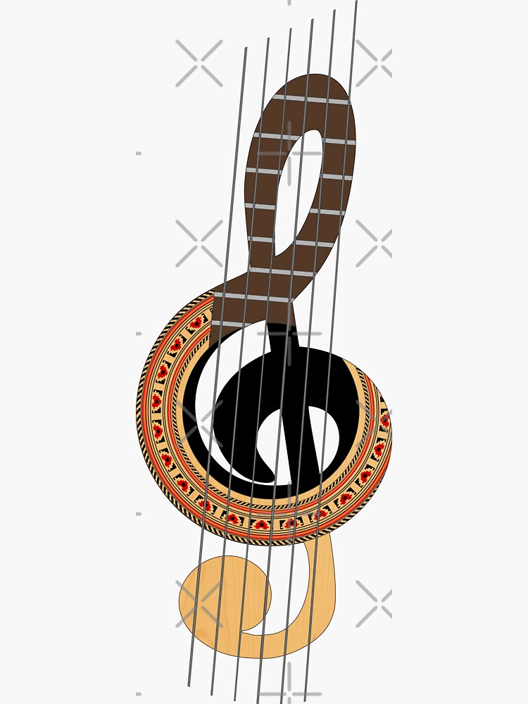 "Sol Key with Guitar Rosette and Strings" Sticker for Sale by Rahdoo ...