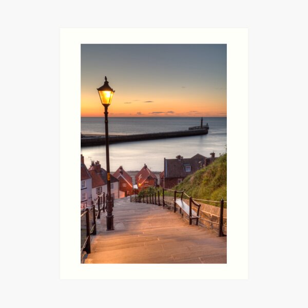 "Whitby Steps - Orange Glow" Art Print for Sale by MartinWilliams ...