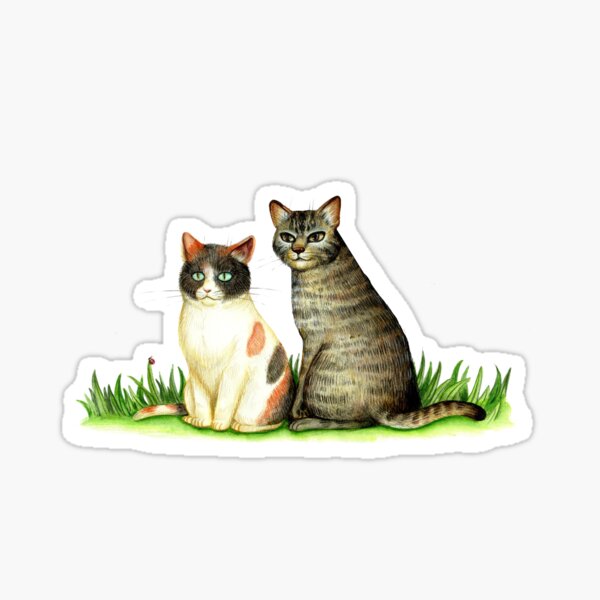 "Pareja de gatos" Sticker for Sale by laurancw | Redbubble
