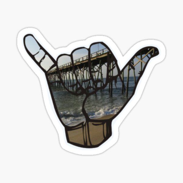 "Beach Background Hang 10" Sticker for Sale by maddie55meadows | Redbubble