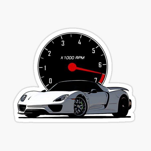 "White 918 Spyder Front Side Tachometer" Sticker for Sale by ...