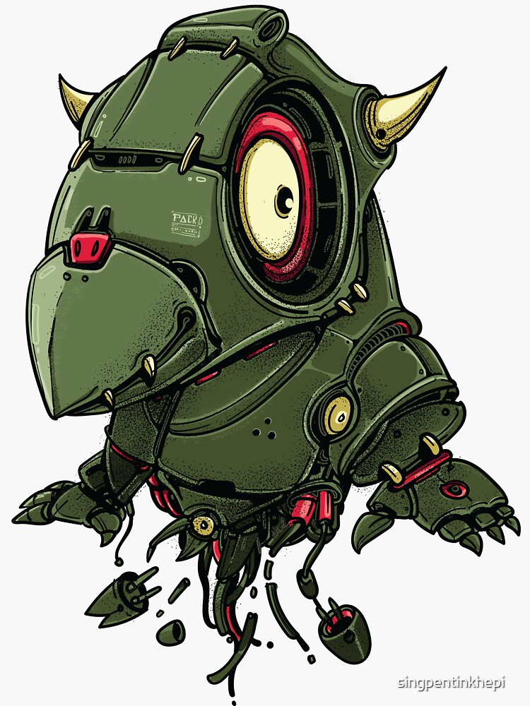 "Broken Robot" Sticker for Sale by singpentinkhepi | Redbubble