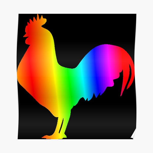 Rainbow Rooster Wall Art | Redbubble