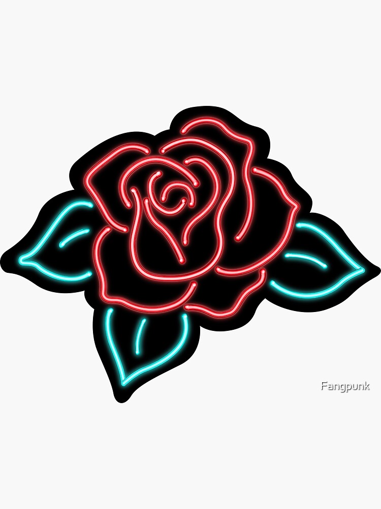"neon rose sign" Sticker by Fangpunk | Redbubble