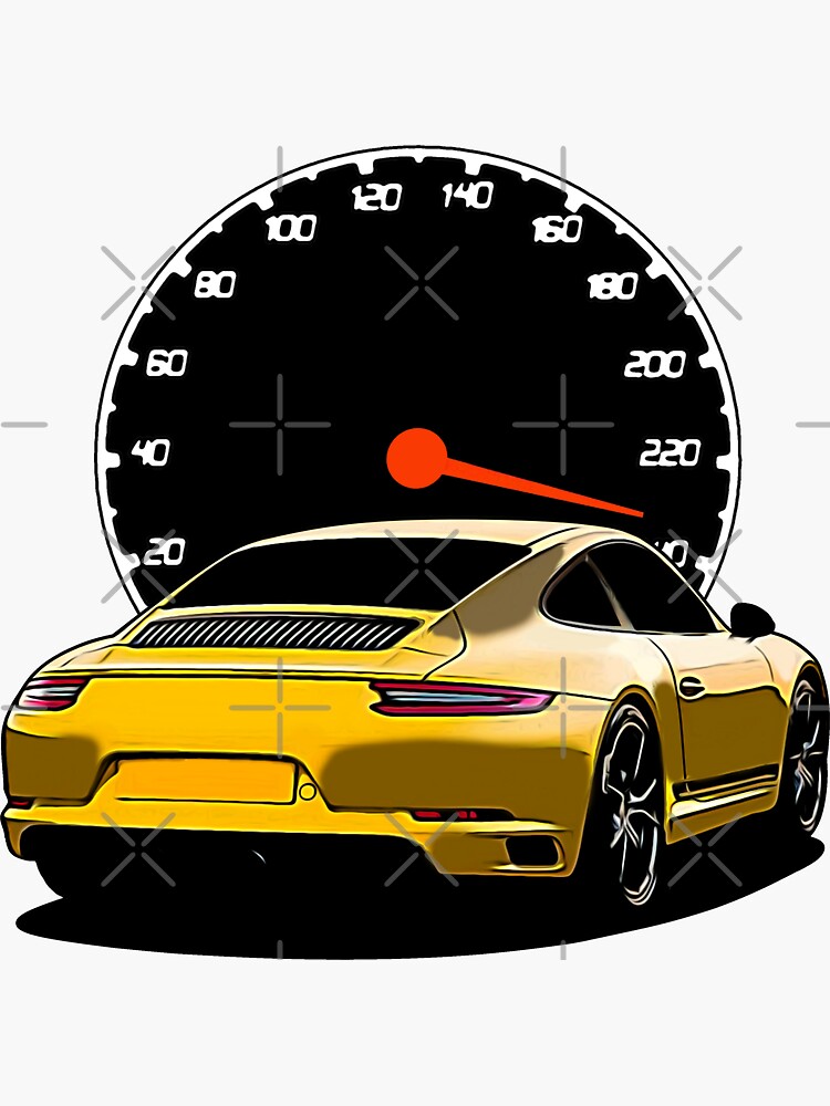 "Canary Yellow 911 GT3 With Speedometer" Sticker for Sale by ...