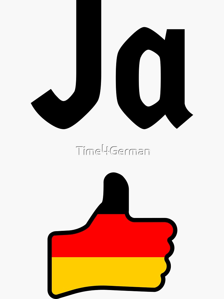 "Ja Yes Black Writing German Deutsch Flag Thumbs Up" Sticker for Sale ...