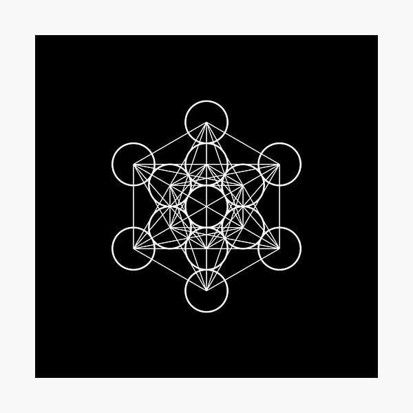 Lámina Fotográfica Cubo De Metatron Blanco Sobre Negro De Elfina