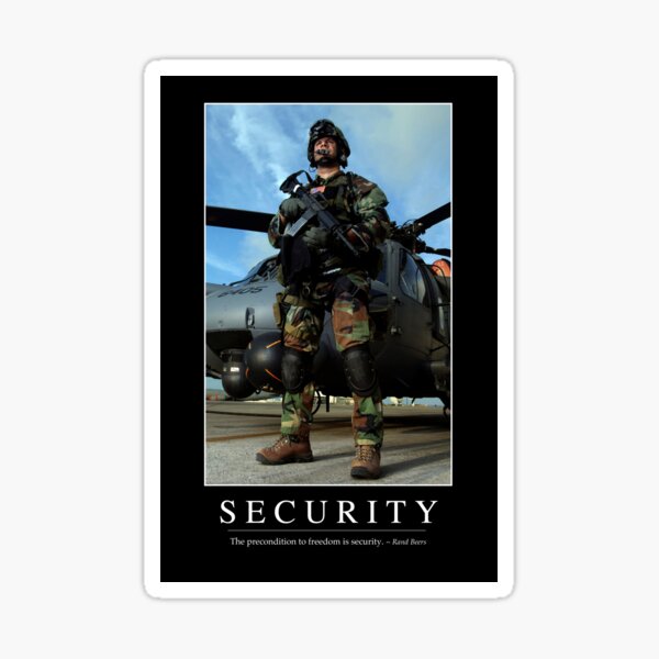 "Security: Inspirational Quote and Motivational Poster" Sticker for ...