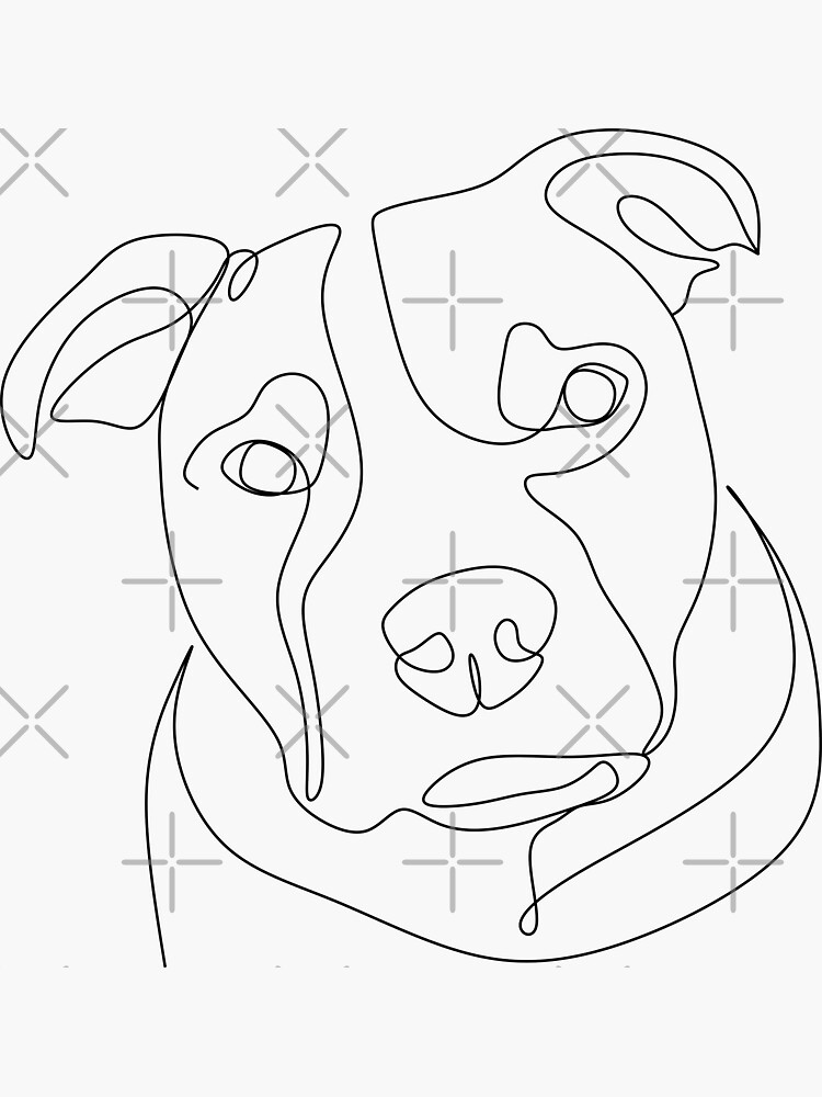"continuous line drawing of happy dog portrait" Sticker for Sale by ...