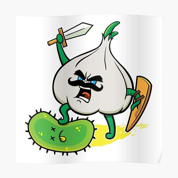 "Garlic defeat bacteria germ virus" Poster for Sale by jonmlam | Redbubble