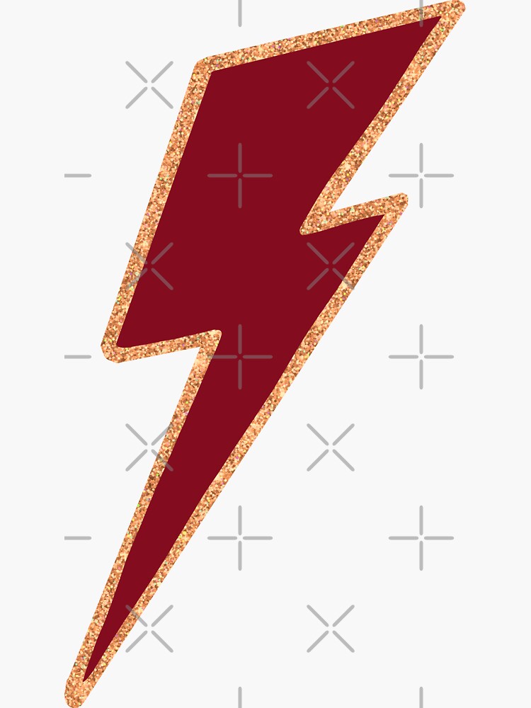 "Maroon and Orange Lightning Bolt" Sticker by alexnoellejones | Redbubble