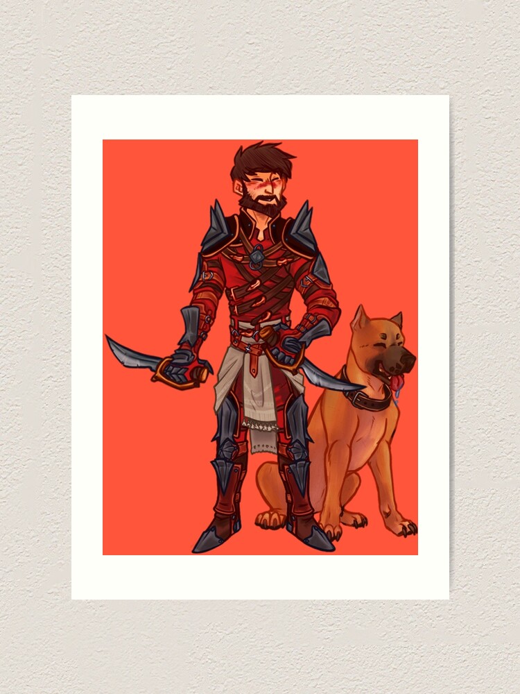 "Dragon Age 2 Garret Hawke Rogue with Mabari " Art Print by lutnik ...