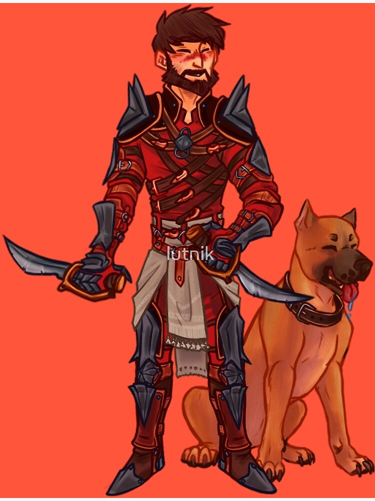 "Dragon Age 2 Garret Hawke Rogue with Mabari " Art Print by lutnik ...