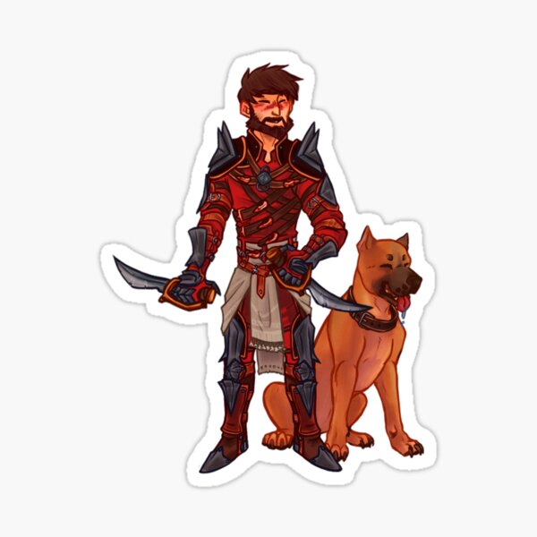 "Dragon Age 2 Garret Hawke Rogue with Mabari " Sticker for Sale by ...