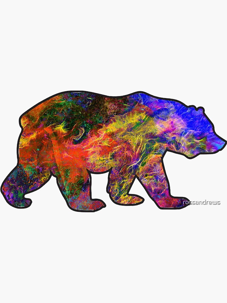 "Bear Sticker Rainbow Paint Color Blast" Sticker by rossandrews | Redbubble