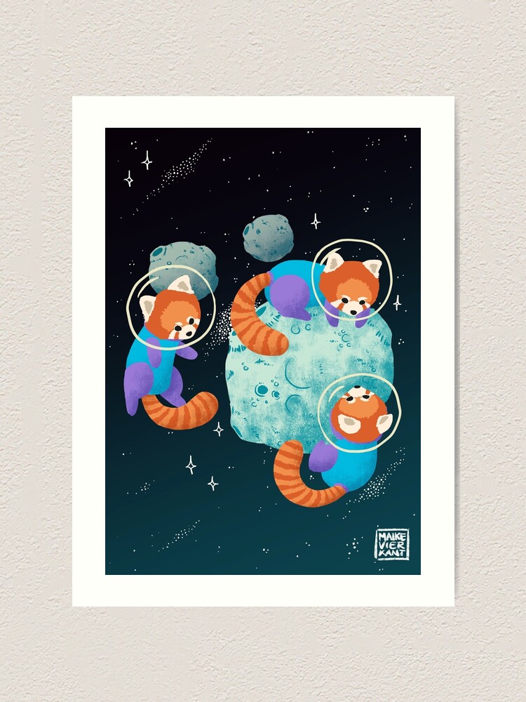 "Red Space Pandas" Art Print by Vierkant | Redbubble