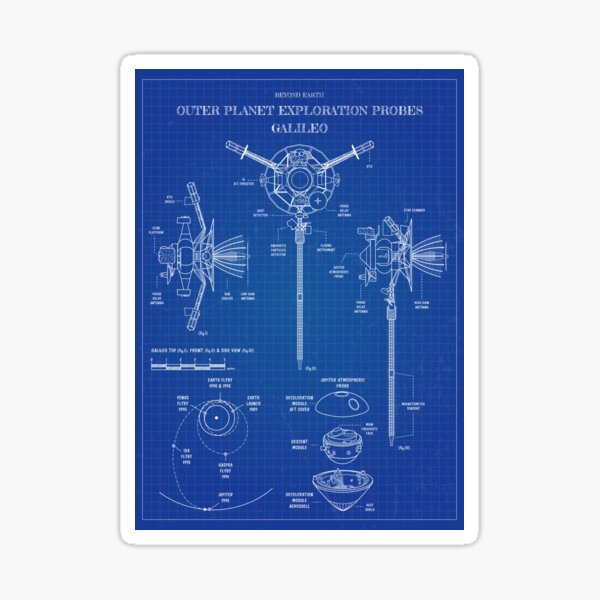 "Outer Planet Exploration Probes: Galileo (Blueprint)" Sticker for Sale ...
