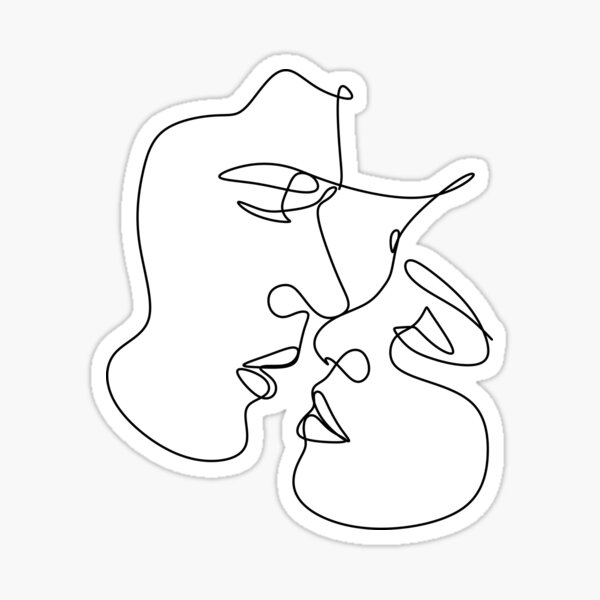 "Kiss line art" Sticker for Sale by OneLinePrint | Redbubble