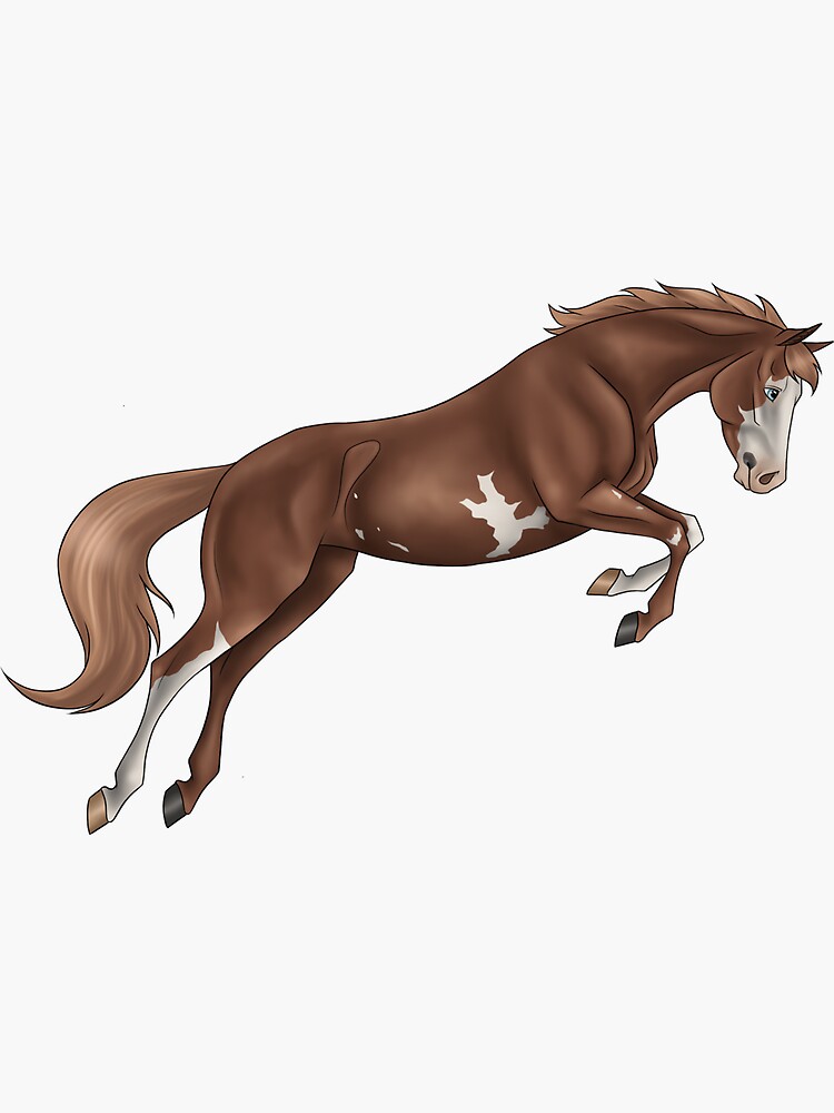 "Jumping chestnut paint horse" Sticker for Sale by peyeqart | Redbubble