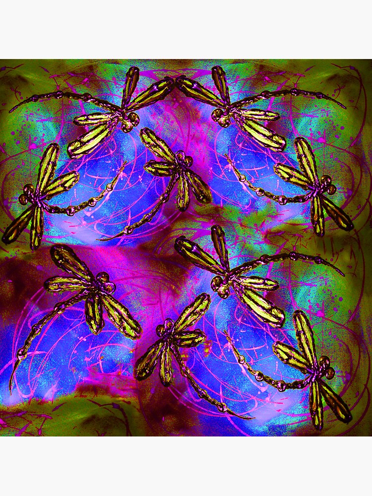 "Dragonfly Hippy Flit" Sticker by lyndseyart | Redbubble