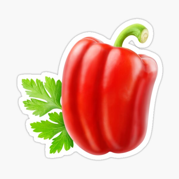 "Red bell pepper and parsley" Sticker by 6hands | Redbubble