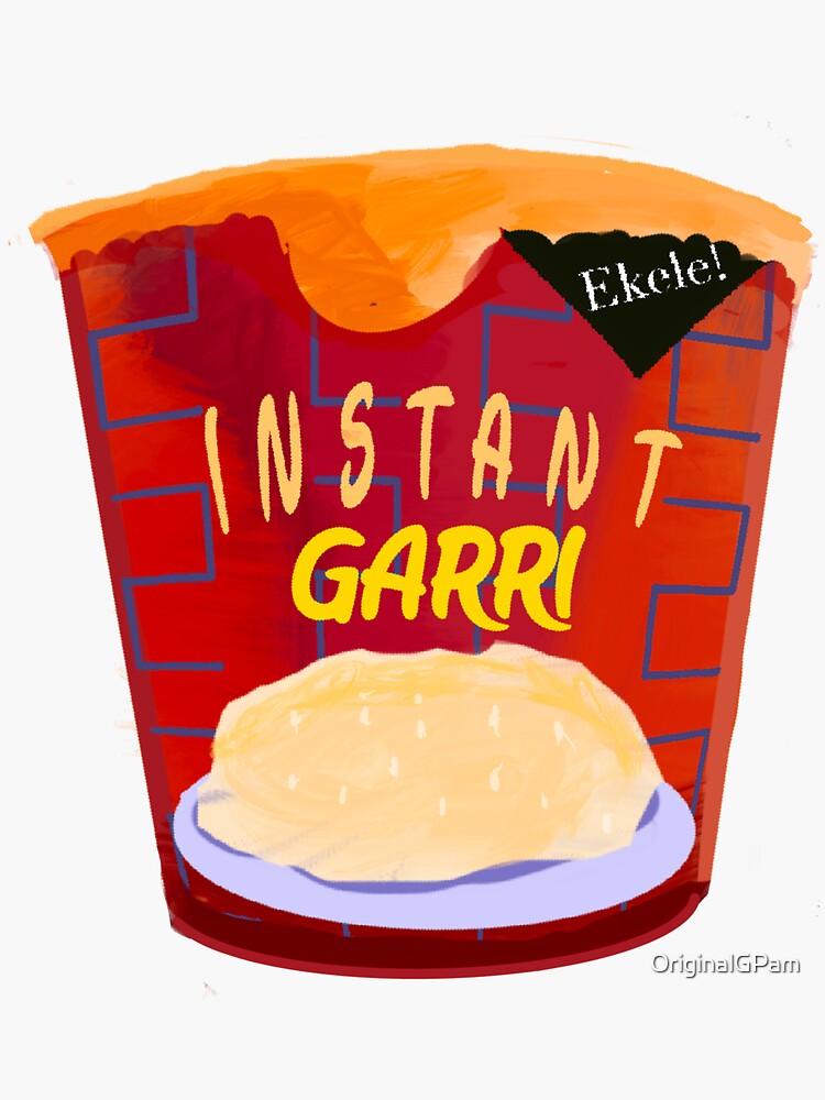 Sticker for Sale avec l'œuvre « Instant Garri » de l'artiste ...
