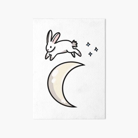 "Bunny Rabbit Jumping Over Moon with Stars (Rabbit of the Moon)" Art ...