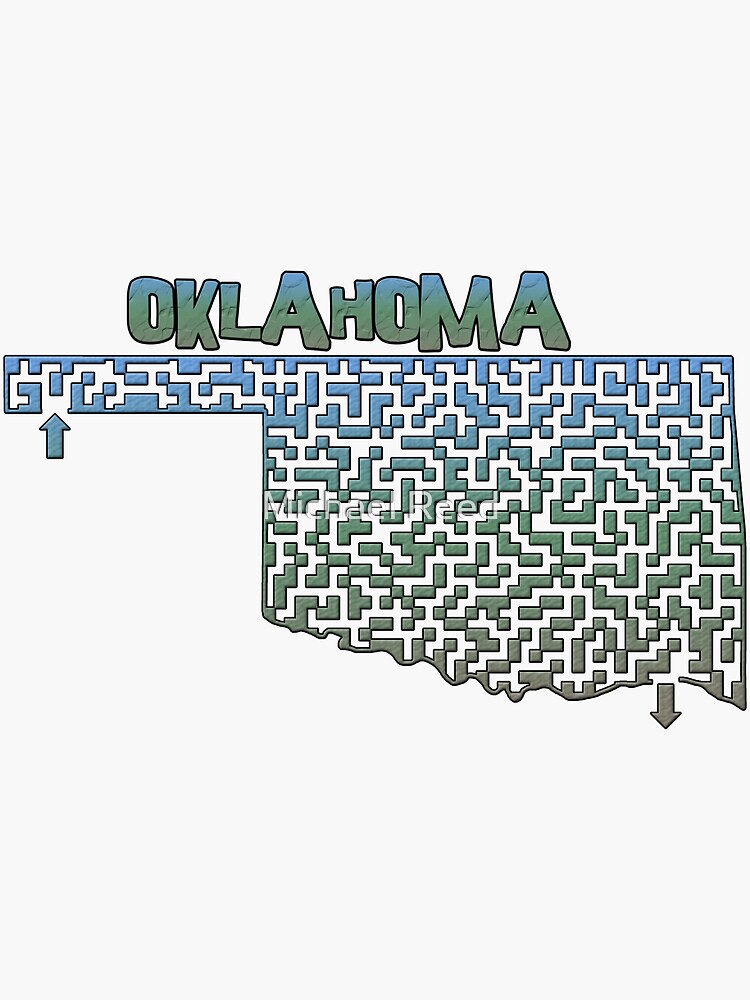 "Oklahoma State Outline Maze & Labyrinth" Sticker by gorff | Redbubble