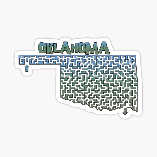 "Oklahoma State Outline Maze & Labyrinth" Sticker by gorff | Redbubble