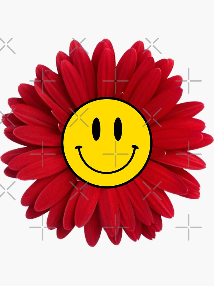 "Red Daisy | Happy Face | " Sticker for Sale by HappyFaceCo | Redbubble