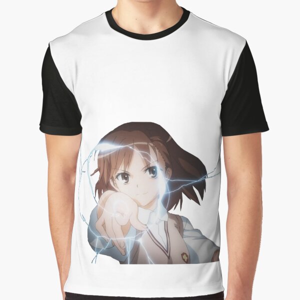 "Mikoto Misaka Shock Design" Graphic T-Shirt for Sale by sad-square ...