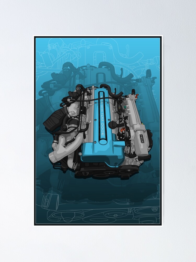 "2JZ GTE Engine" Poster for Sale by ArtyMotive | Redbubble
